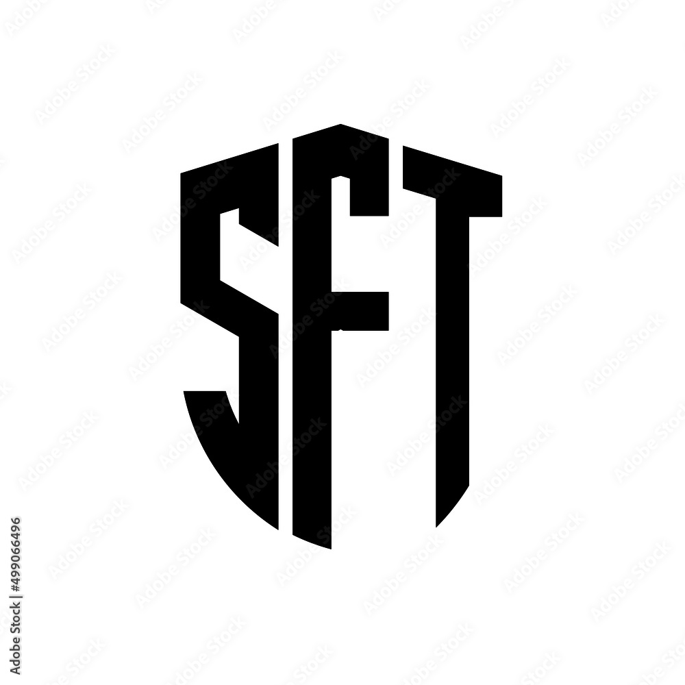 SFT letter logo design. SFT modern letter logo with black background ...