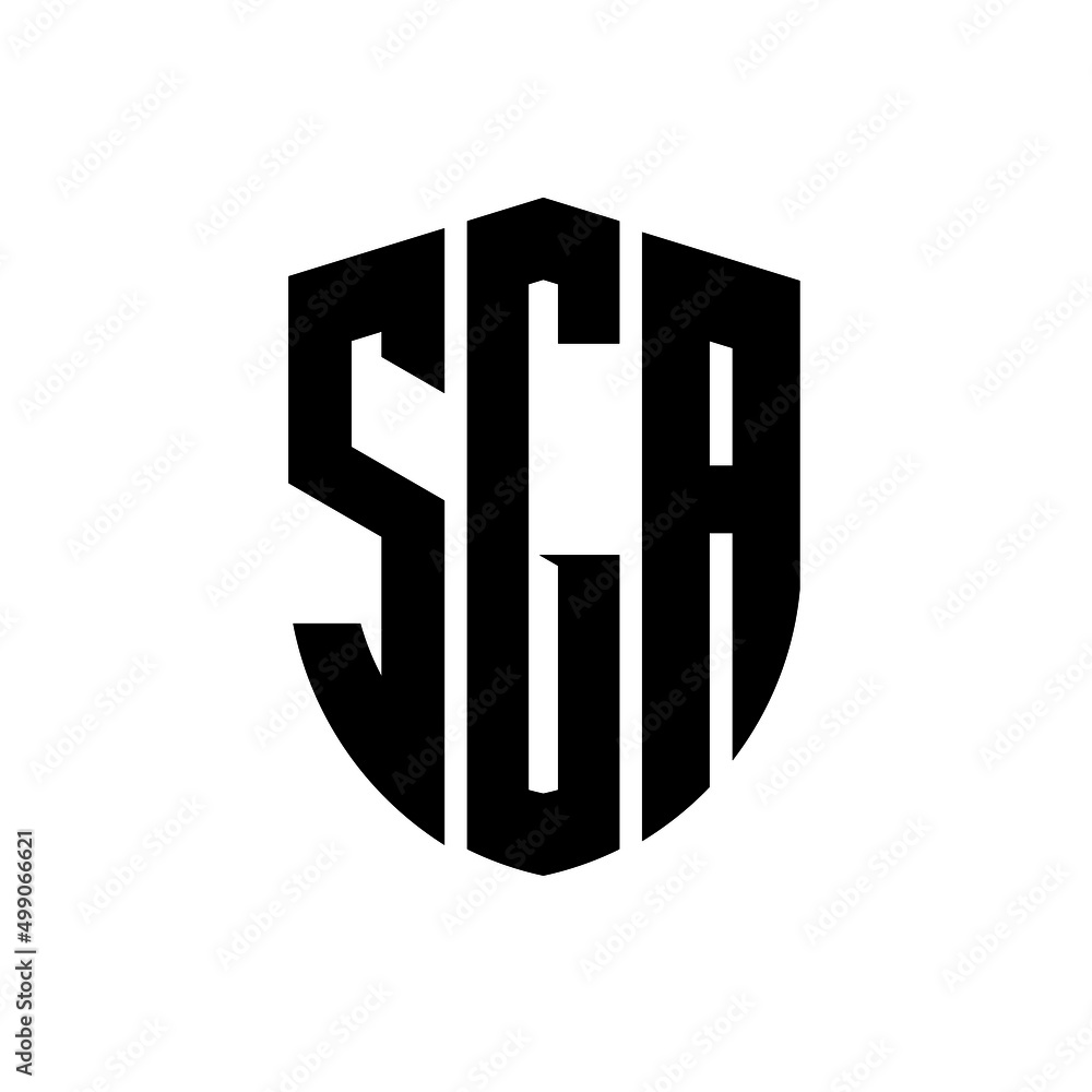 SGA letter logo design. SGA modern letter logo with black background ...