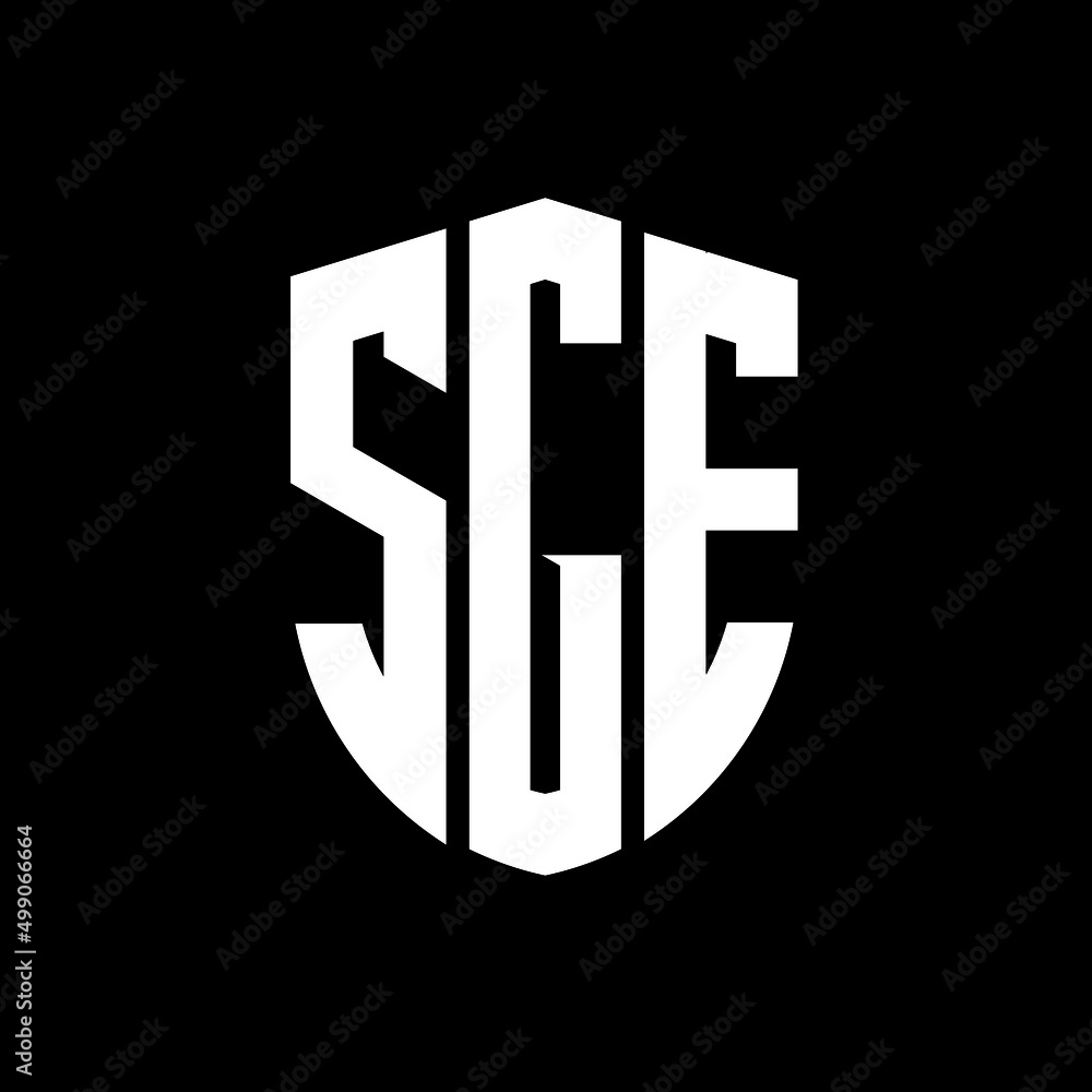 SGE letter logo design. SGE modern letter logo with black background ...
