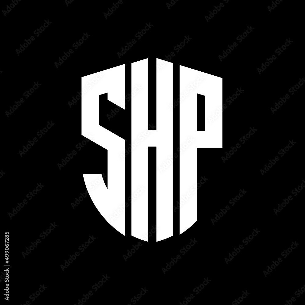 SHP letter logo design. SHP modern letter logo with black background ...