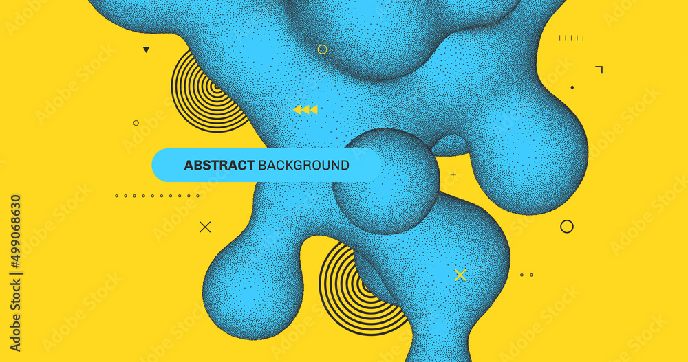 Abstract three-dimensional composition in dotwork style. Pointillism ...