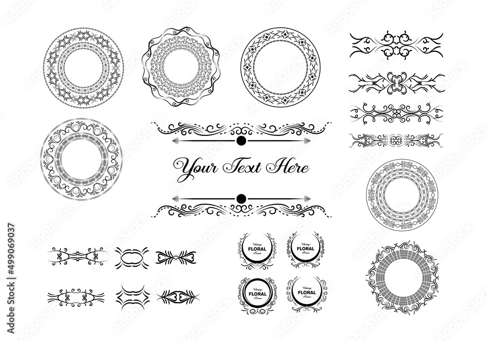 Vintage frames, dividers mega set isolated on white. Calligraphic ...
