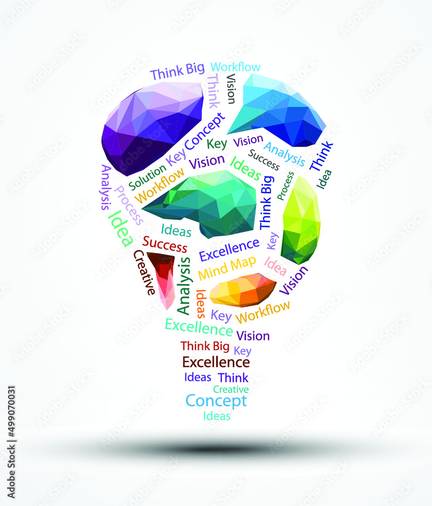 Design Vector Lamp Polygon and Smart Word, Vector Design Template of ...