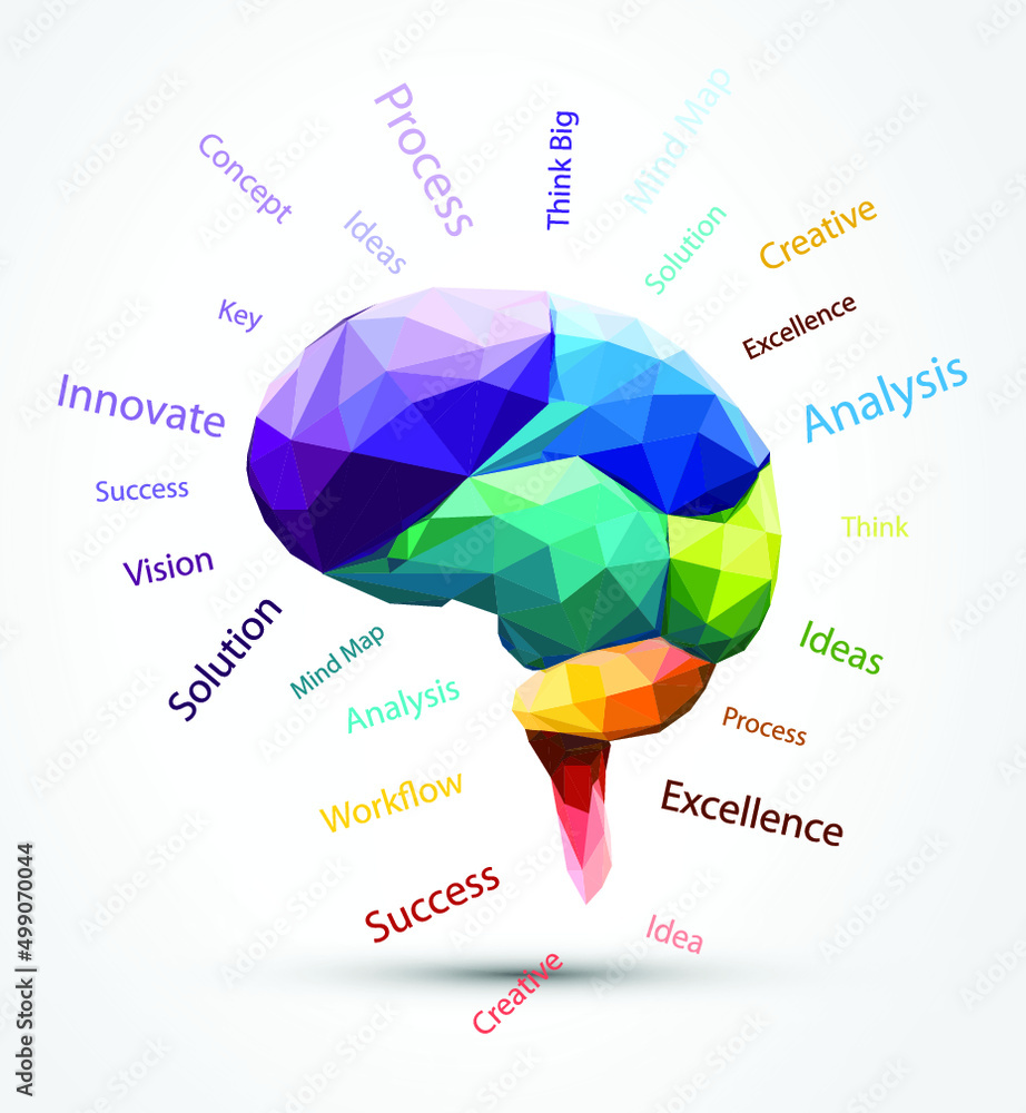 Vector Design Brain Polygon and smart word. Vector Design Part of Brain ...