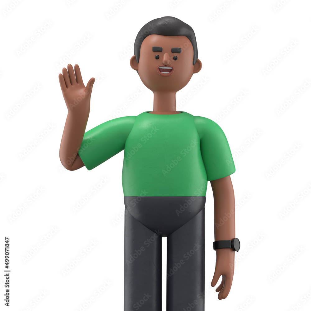 3D illustration of a thinking african american man David with big ...