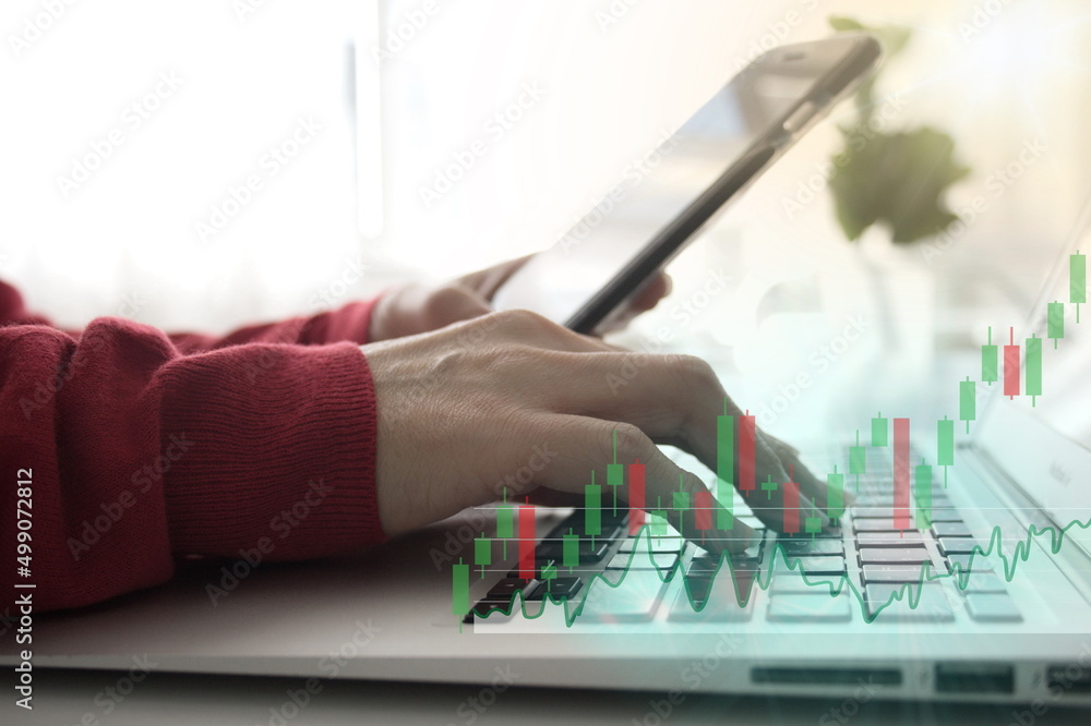 Stock trading graph computer screen concept. Financial technology of ...