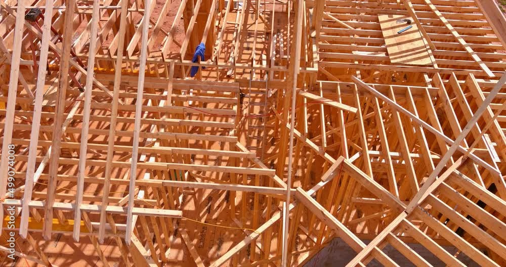 Timber frame house of gables roof on stick built home under ...