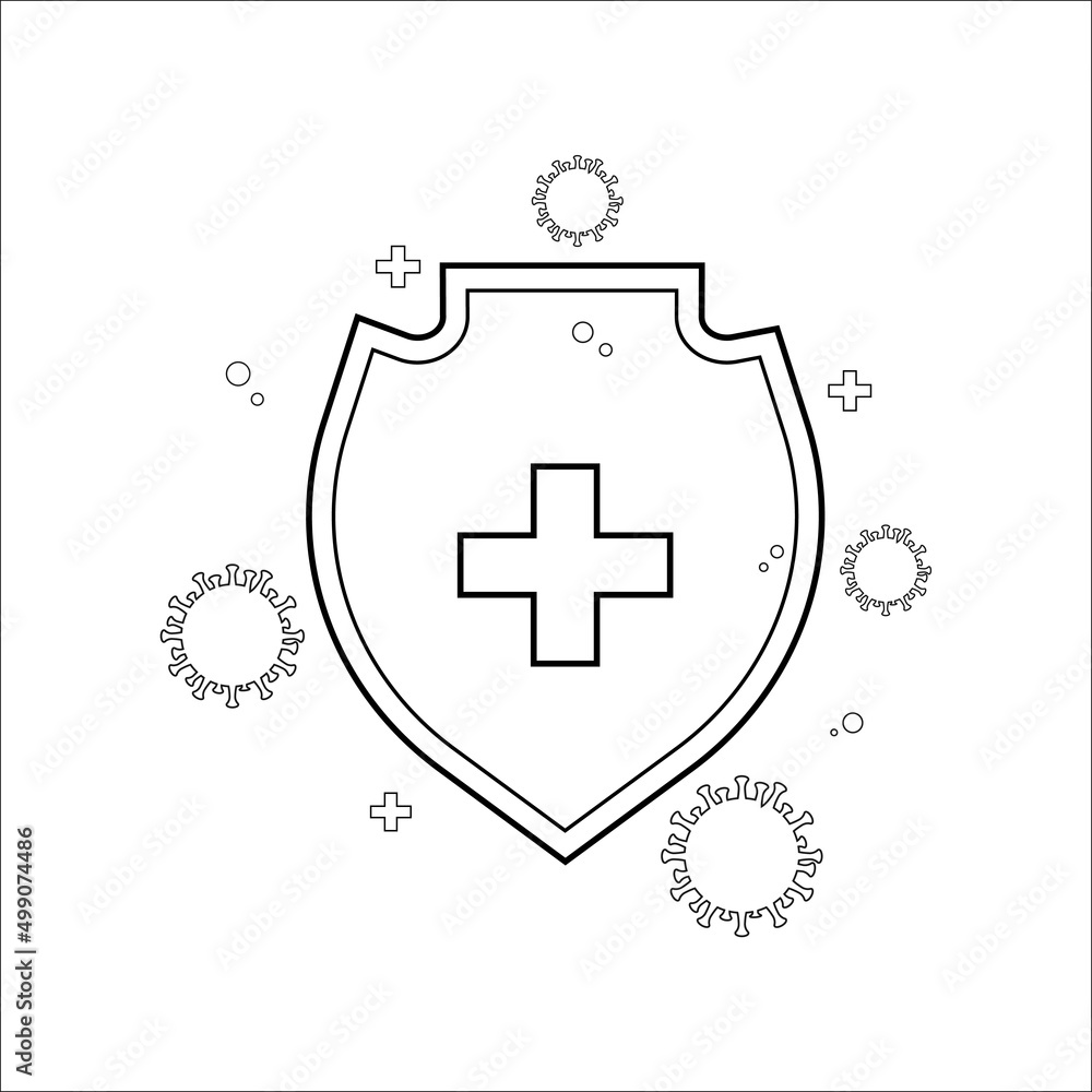 Immune system icon, logo. Virus germ, bacteria protection. Safety logo ...