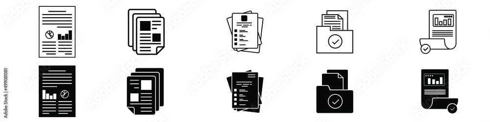 Documents icon vector set. report illustration sign collection ...