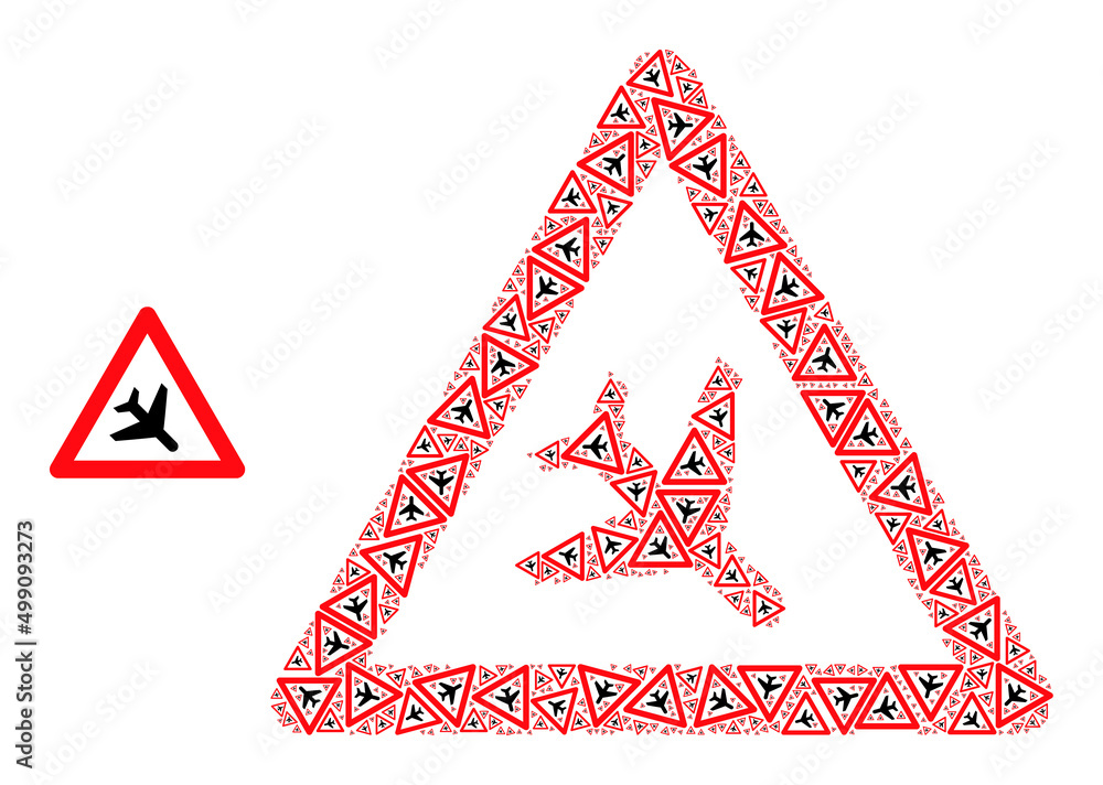 Recursive mosaic airplane warning icon. Vector collage is composed of ... Recursive mosaic airplane warning icon. Vector collage is composed of ...