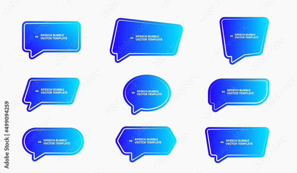 Vector template of blue bubble shapes for quotes with a white stroke ...