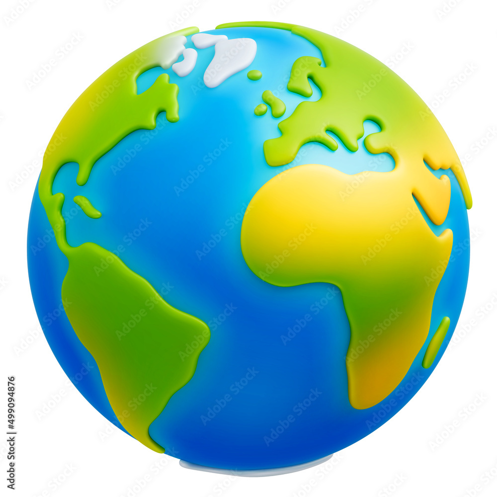 Cartoon stylized planet Earth with simple physical surface texture ...