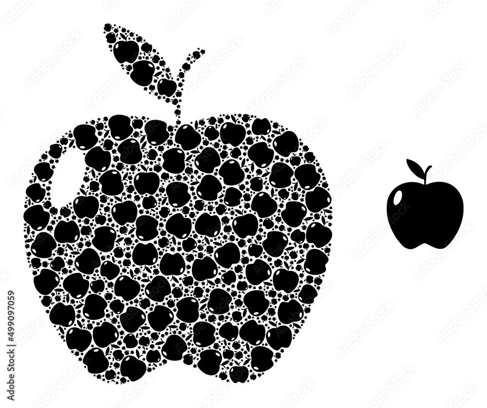 Recursive mosaic apple fruit icon. Vector collage is formed with ...