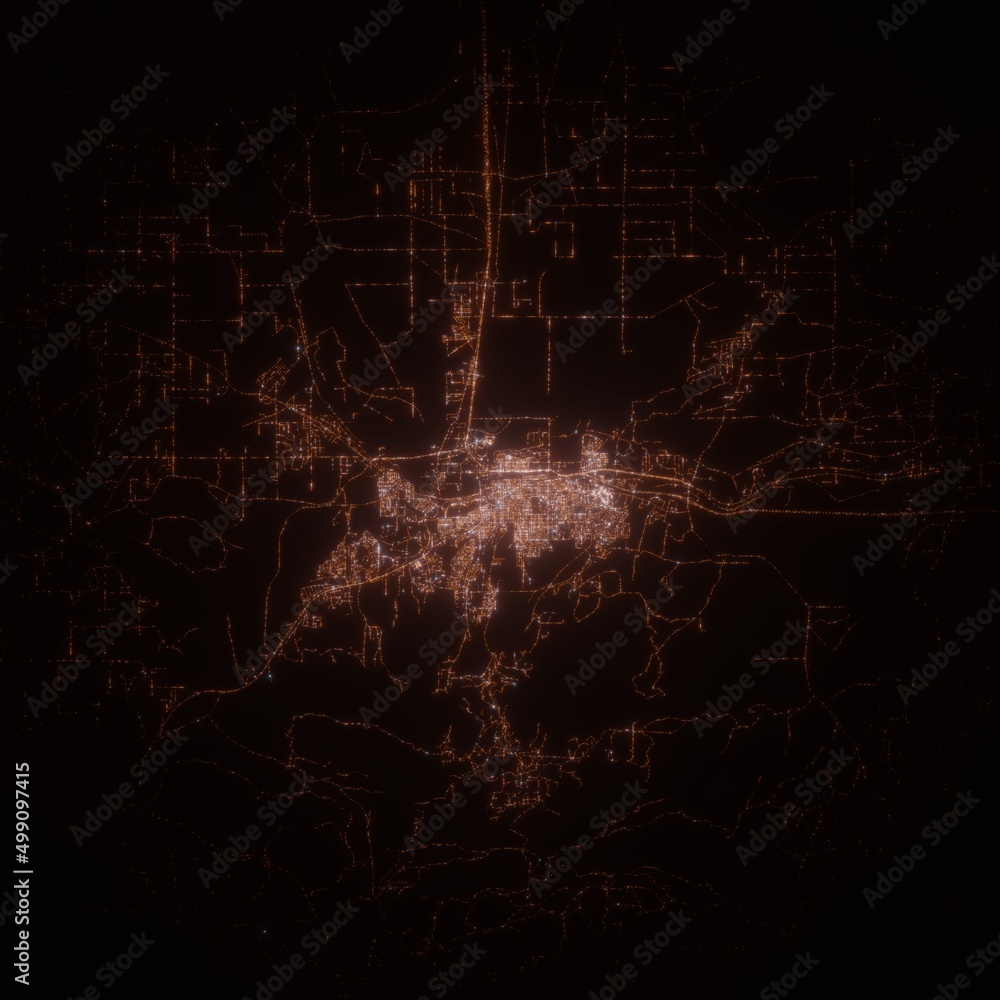 Casper (Wyoming, USA) street lights map. Satellite view on modern city ...