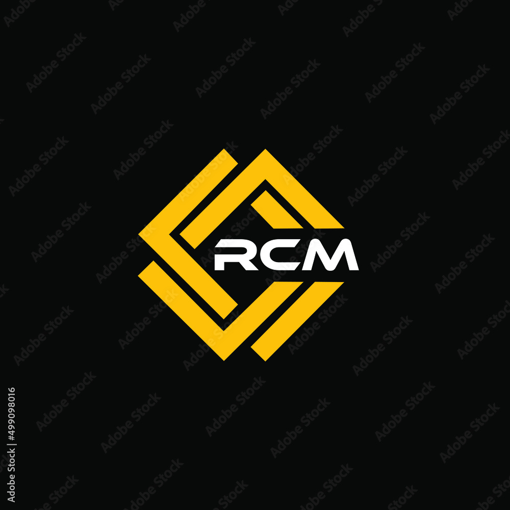 RCM 3 letter design for logo and icon.vector illustration with black background.RCM monogram ...