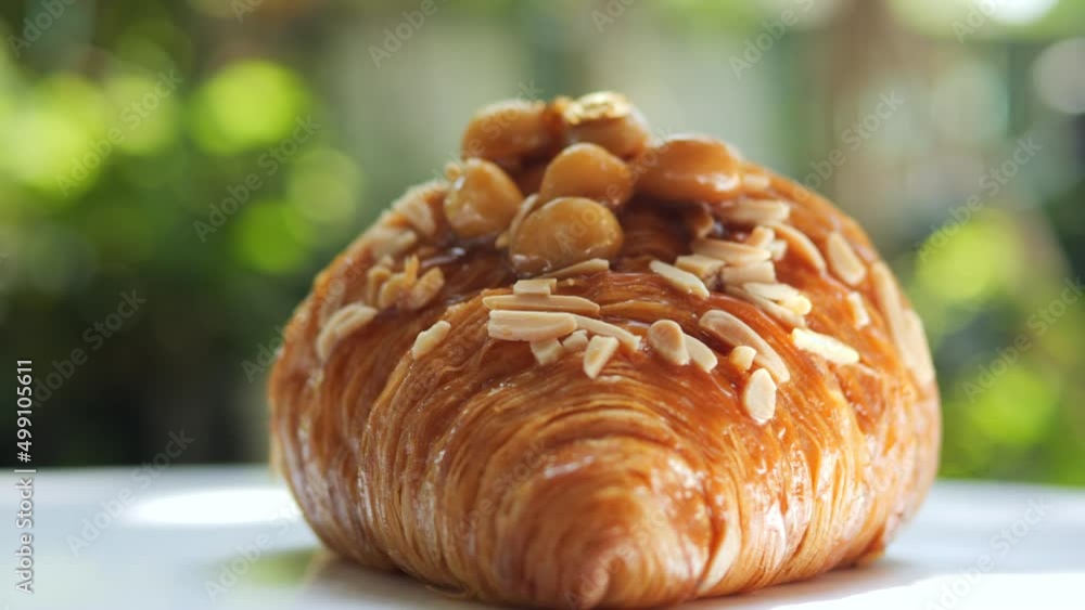 Delicious homemade croissant topped with edible gold leaf schabin ...