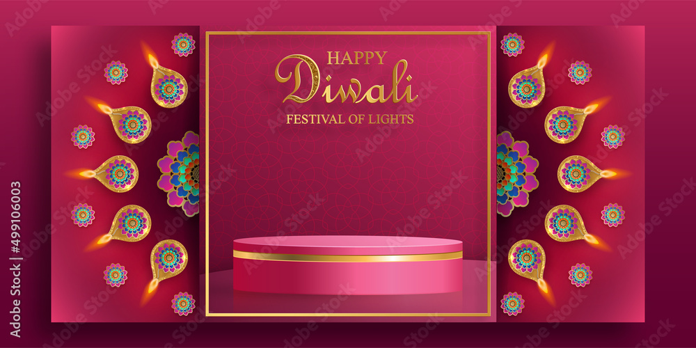 3d Podium round stage style, for Diwali, Deepavali or Dipavali, the ...