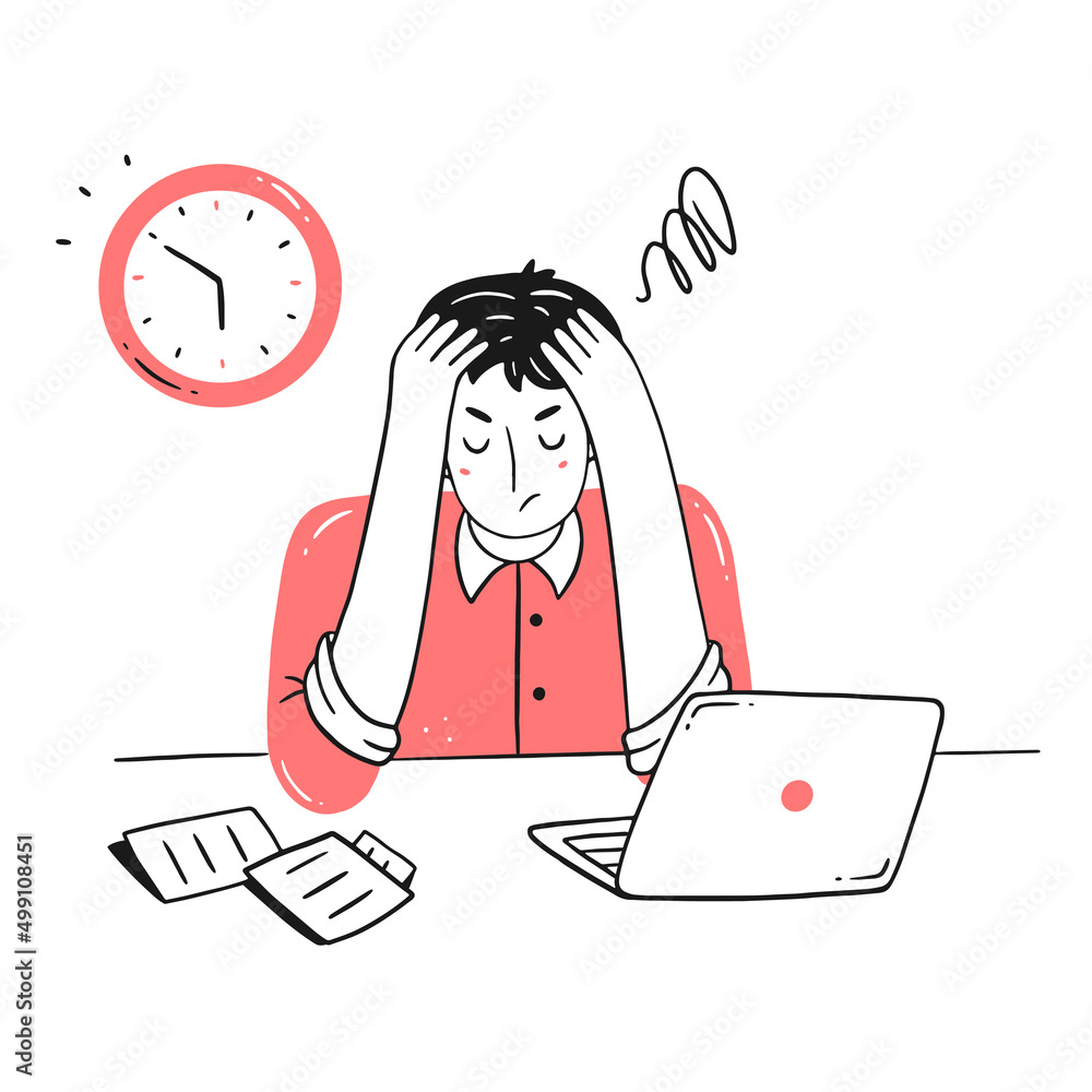 Frustration at work. Professional burnout syndrome. A tired, exhausted ...