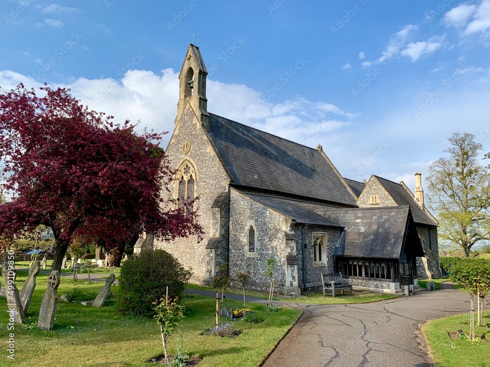 Cookham, England. Small local Church of St. John. Street view of St ...