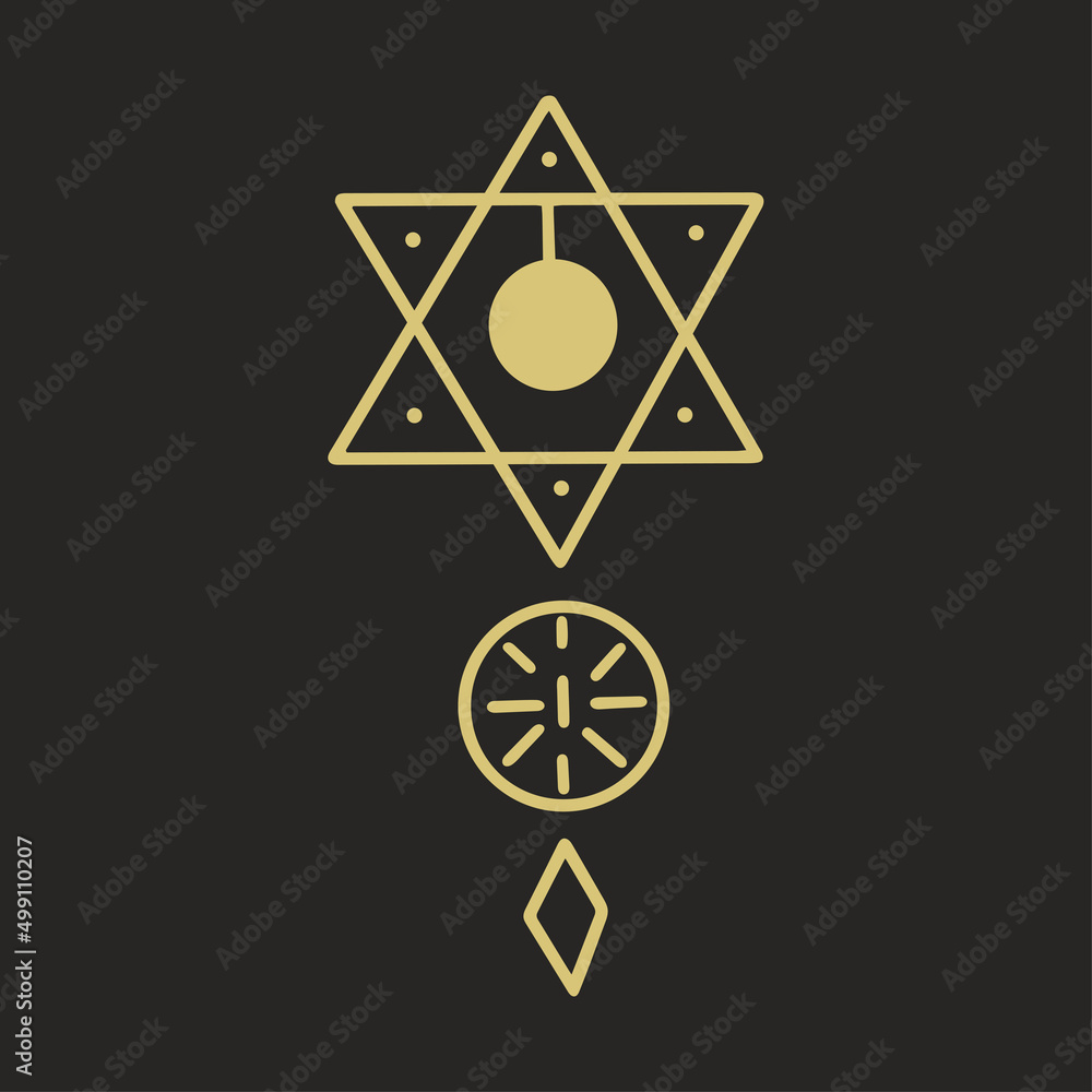Magic symbol with six pointed star vector illustration. Boho sign ...