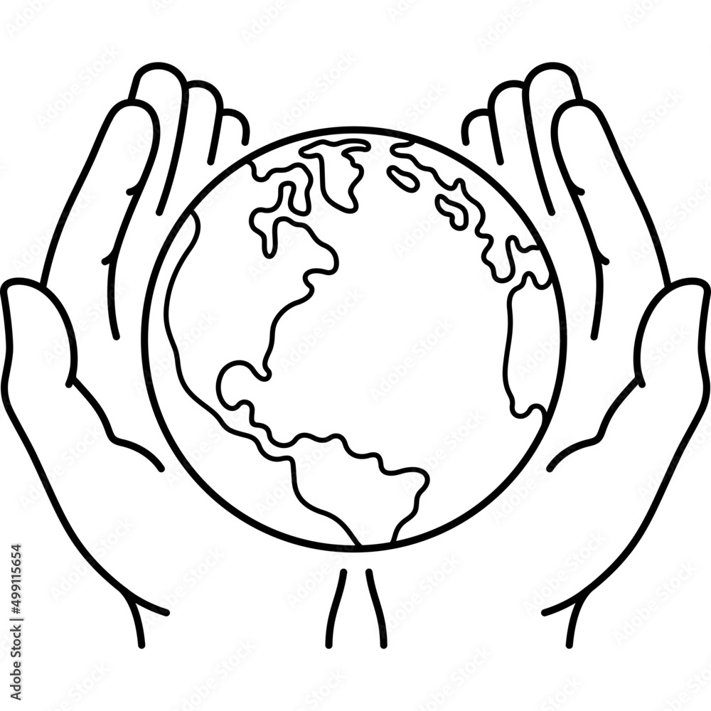 Pair Of Human Hands Holding Earth Globe Stock Vector Adobe Stock