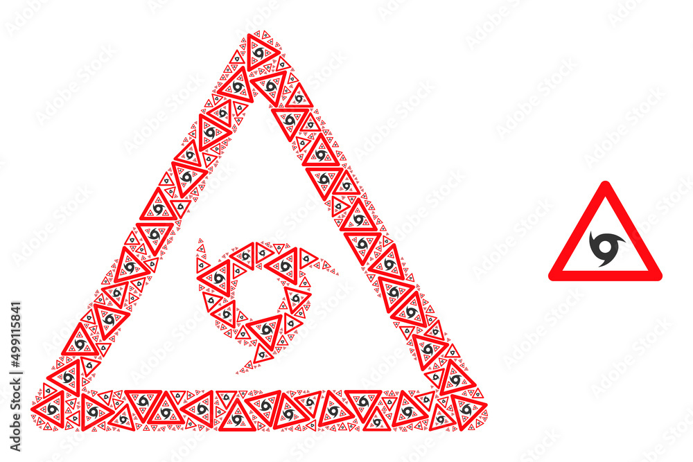 Fractal collage tornado warning icon. Vector collage is organized of ... Fractal collage tornado warning icon. Vector collage is organized of ...