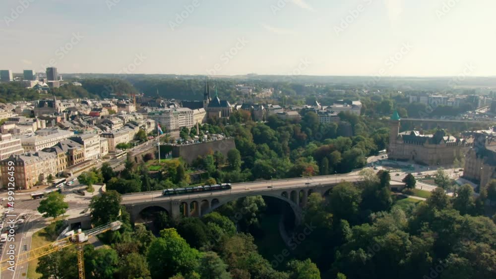 Video Stock Establishing Aerial view of Luxembourg City Panorama with ...