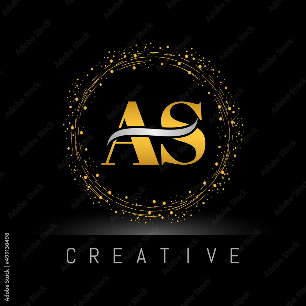Golden circle Metal Dots AS Logo Design. AS Letter Logo Design Vector ...