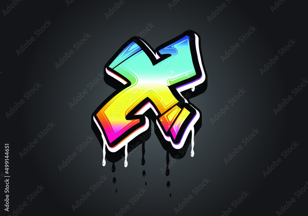 X letter 3D Graffiti Dripping alphabet font vector Stock Vector | Adobe ...