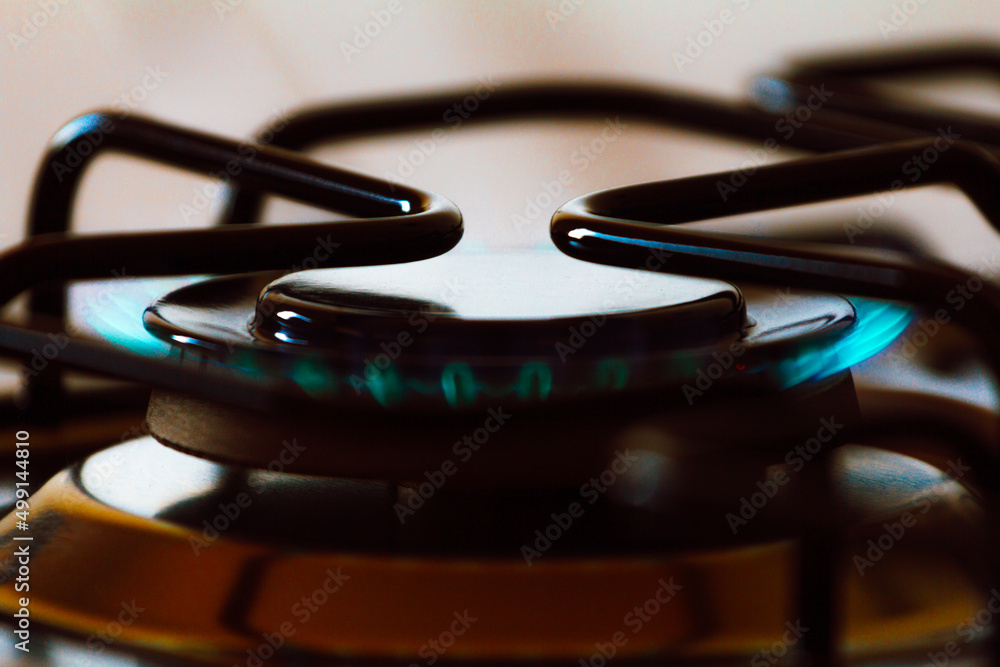 In this photo illustration the blue flame produced by cooking gas ...