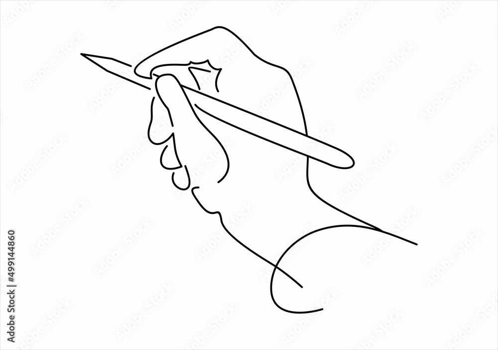 line drawing of hand drawing a line vector illustration Stock Vector ...