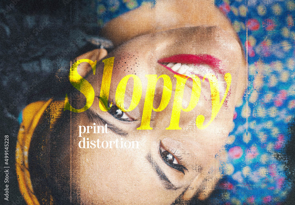 Modelo de Print Distortion Flaw Photo Effect Mockup do Stock | Adobe Stock