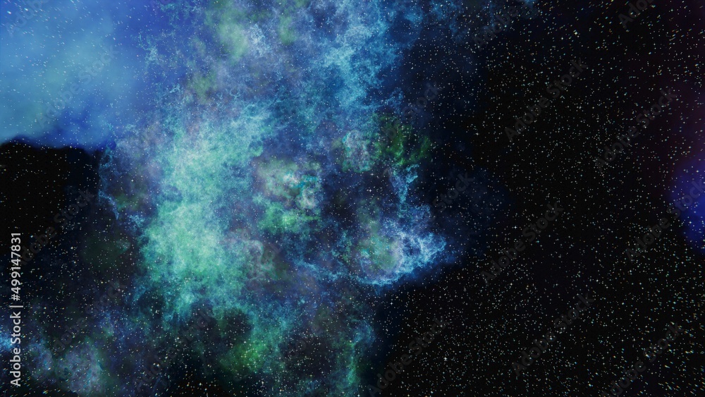 Blue and green Stars, planets and galaxy in a free space Stock Photo ...