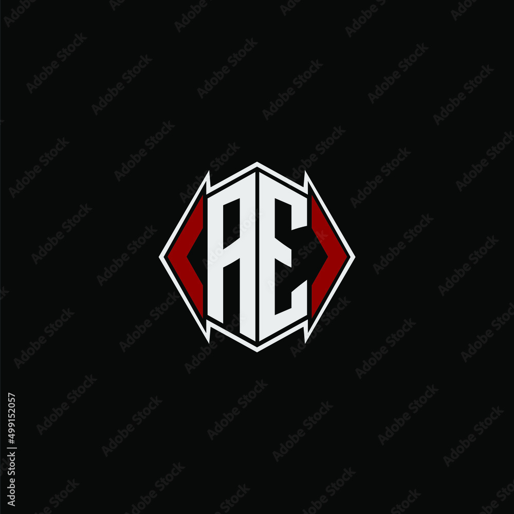 AE initial monogram logo for gaming with Gemoteric line polygon shape ...