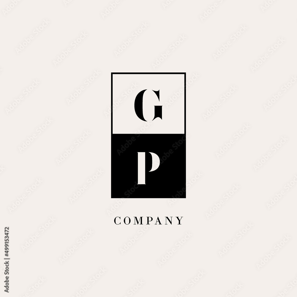 Initials GP square line negative space logo design ideas Stock Vector ...