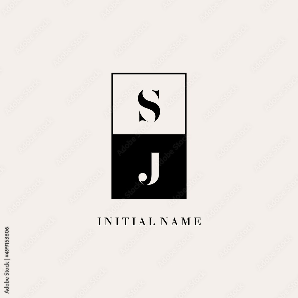 Initials SJ square line negative space logo design ideas Stock Vector ...