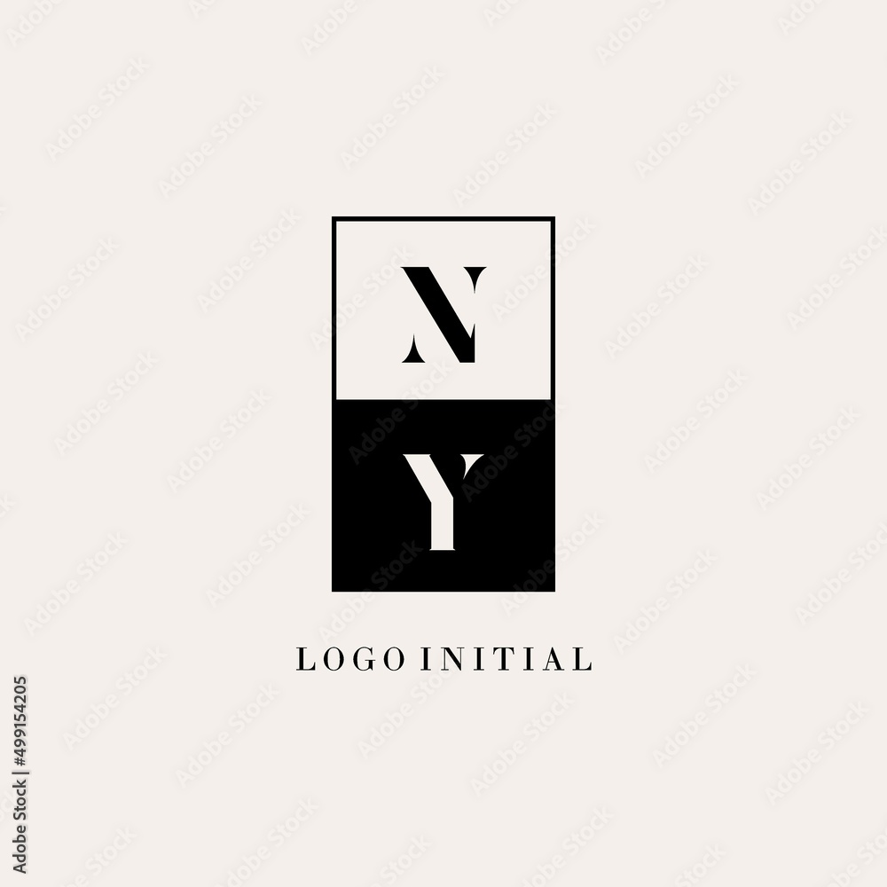 Initials NY square line negative space logo design ideas Stock Vector ...
