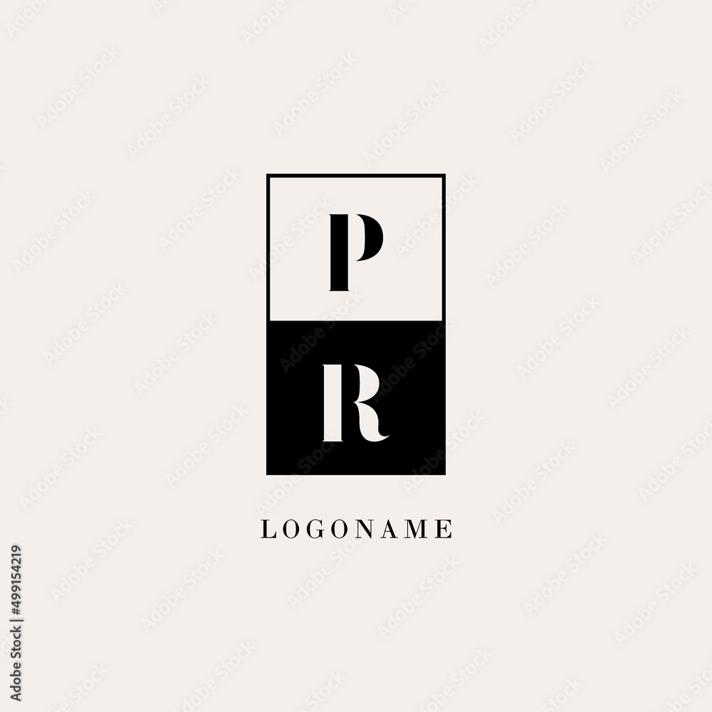 Initials PR square line negative space logo design ideas Stock Vector ...