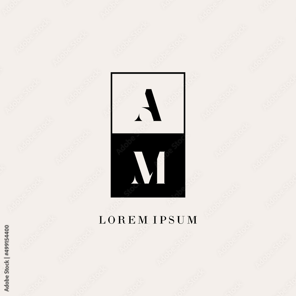Initials AM square line negative space logo design ideas Stock Vector ...