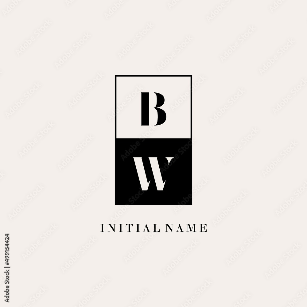 Initials BW square line negative space logo design ideas Stock Vector ...