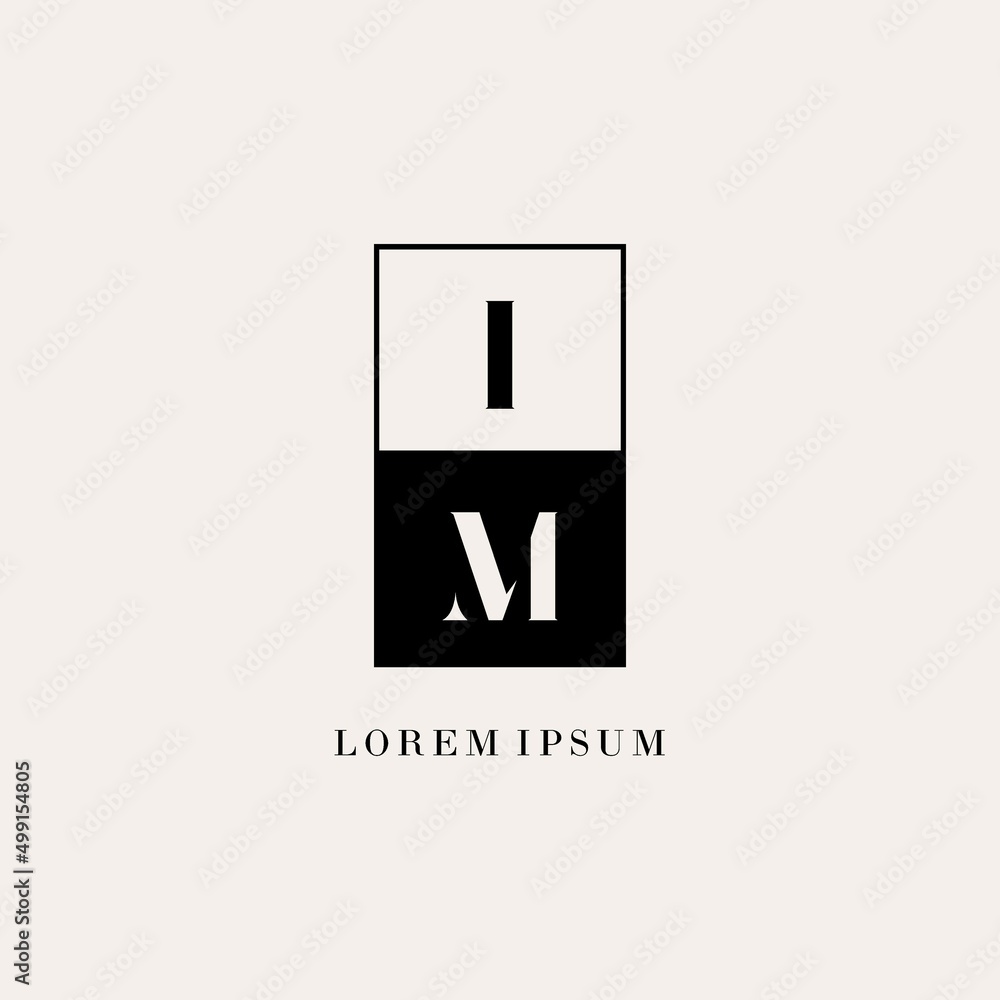 Initials IM square line negative space logo design ideas Stock Vector ...
