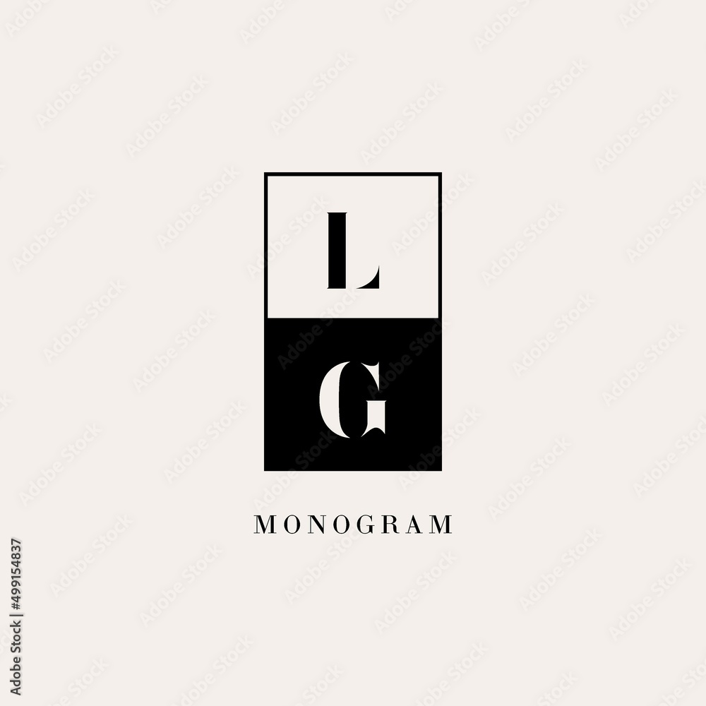Initials LG square line negative space logo design ideas Stock Vector ...