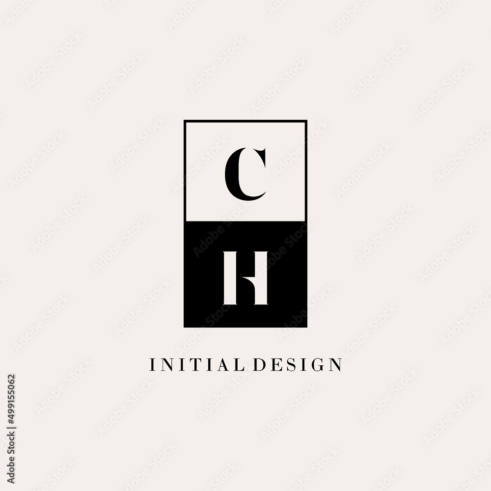Initials CH square line negative space logo design ideas Stock Vector ...