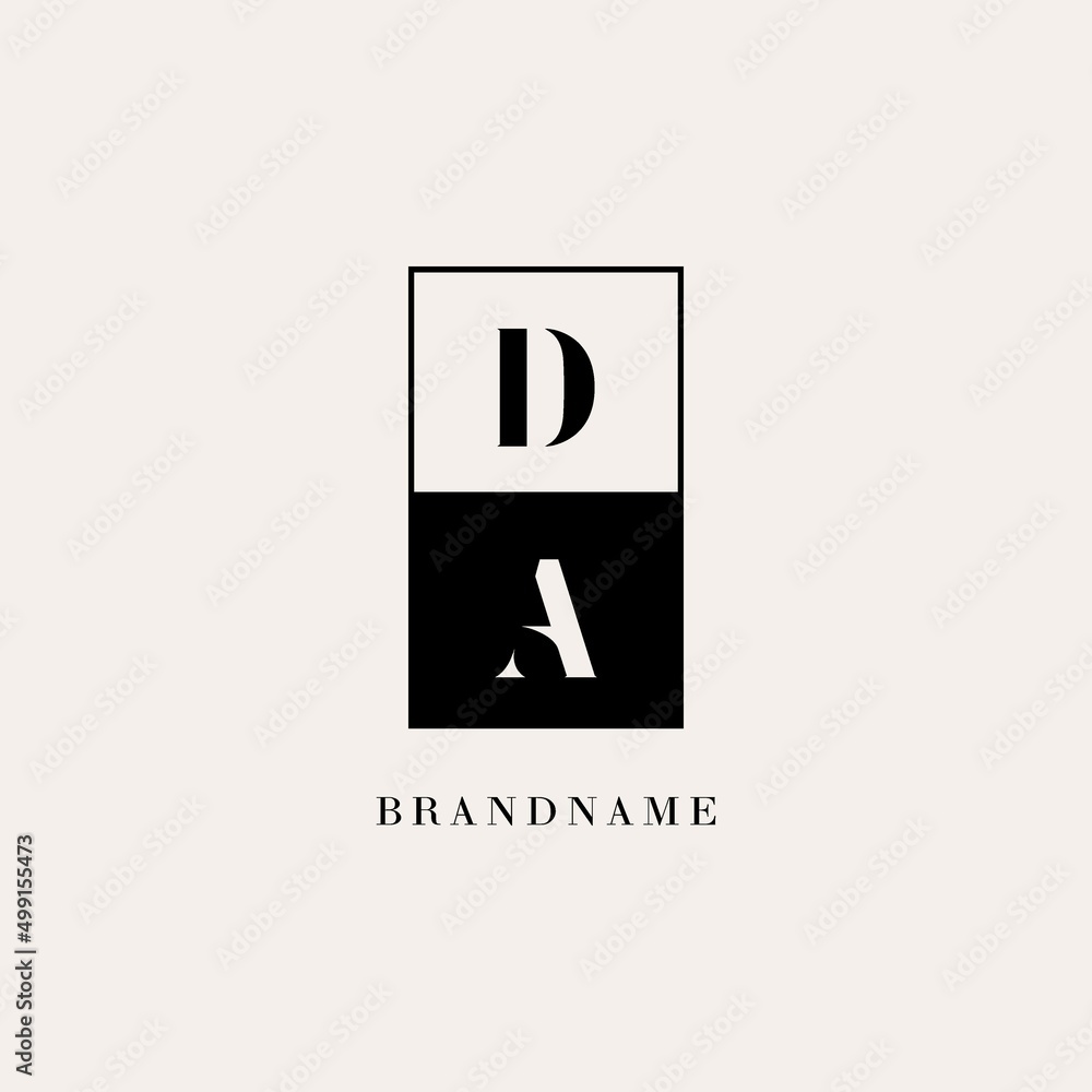Initials DA square line negative space logo design ideas Stock Vector ...
