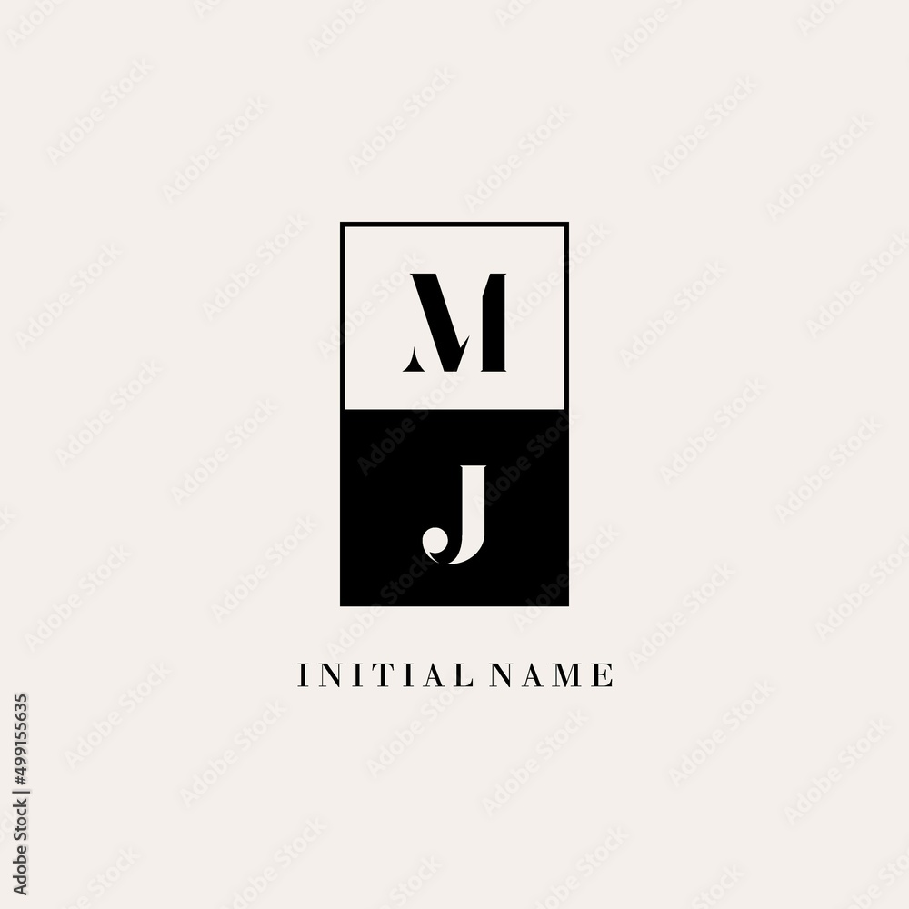 Initials MJ square line negative space logo design ideas Stock Vector ...