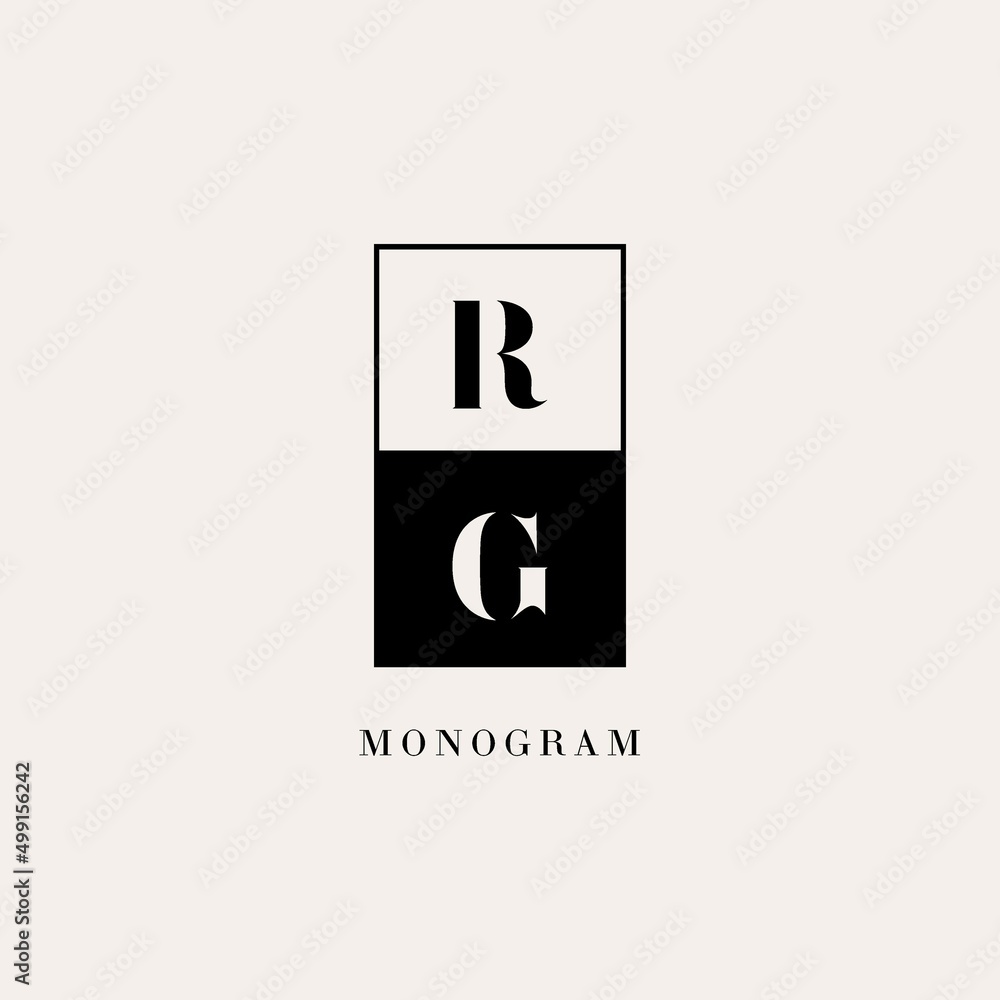 Initials RG square line negative space logo design ideas Stock Vector ...