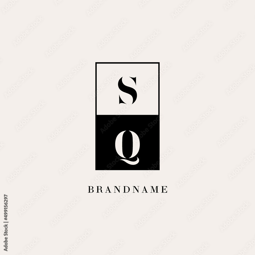 Vetor de Initials SQ square line negative space logo design ideas do ...