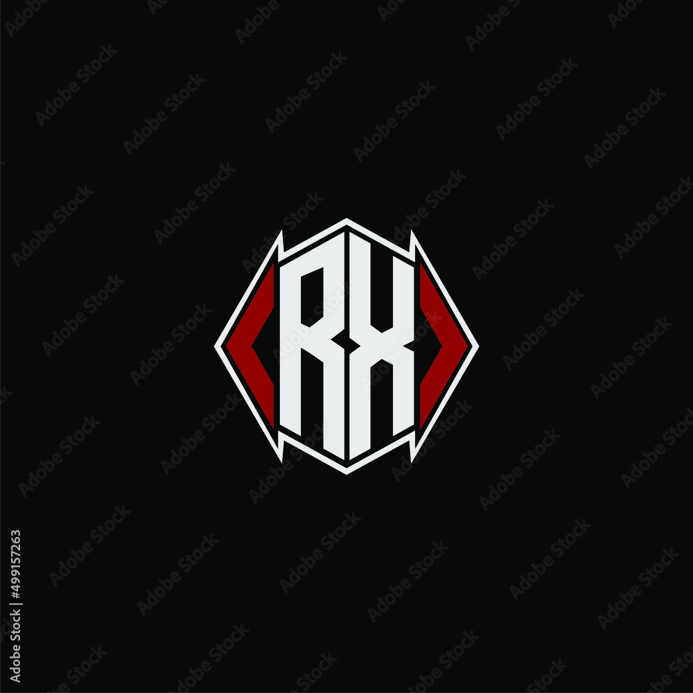 RX initial monogram logo for gaming with Gemoteric line polygon shape ...