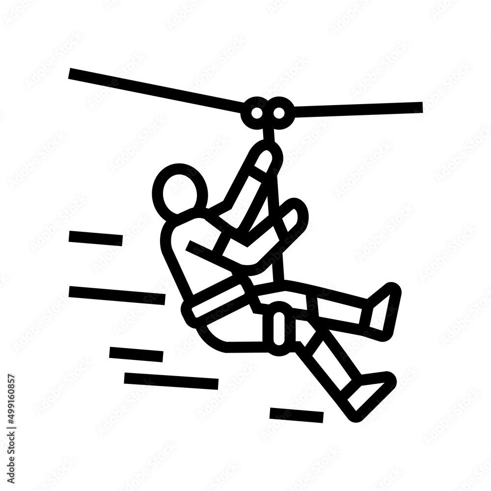 Zip Line Silhouette Vector