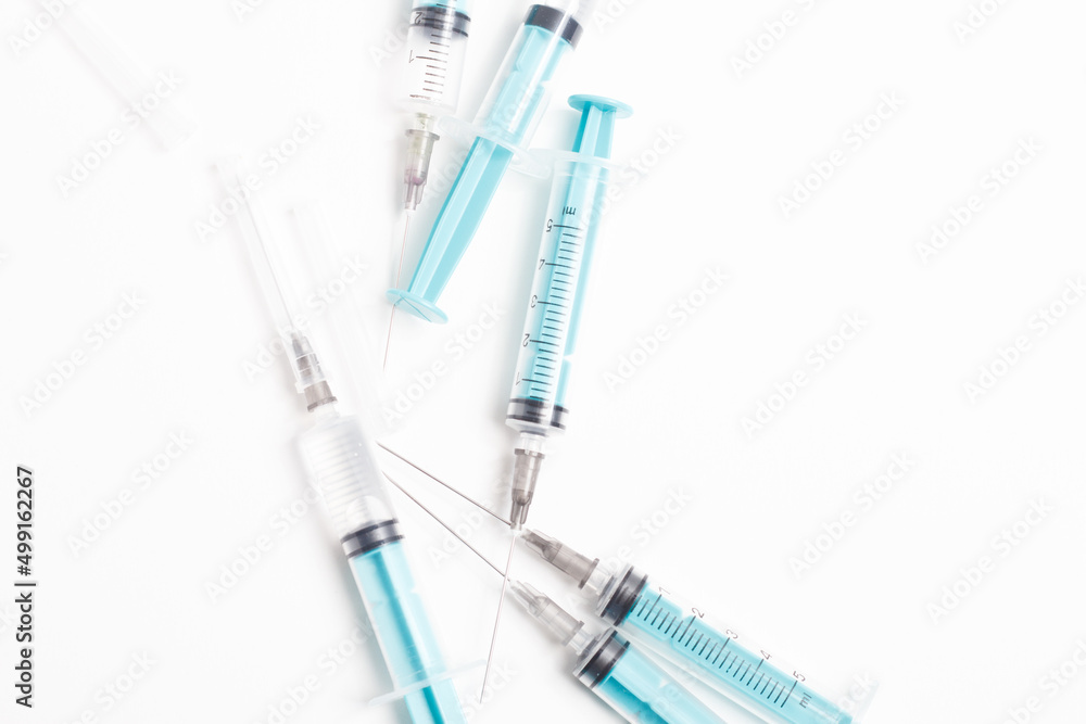 Medical syringe on a white background. A syringe for injection. The ...